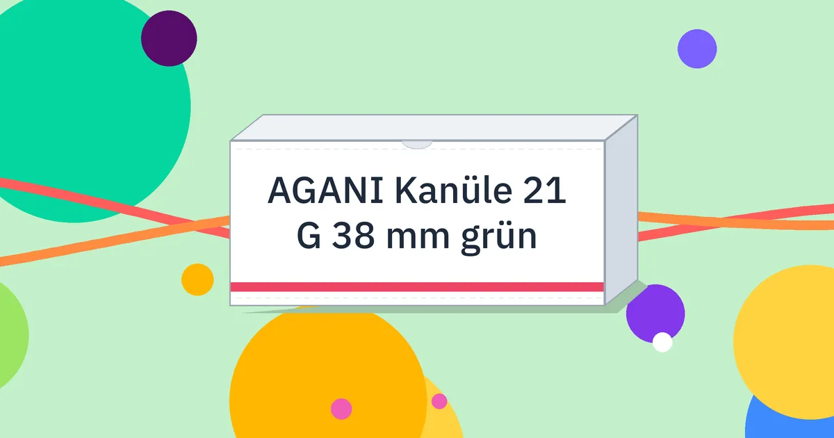Symbolbild: Packung mit der Aufschrift AGANI Kanüle 21 G 38 mm grün (PZN 01802109) – Verfügbarkeit und Bezug in Apotheken in Frankfurt am Main