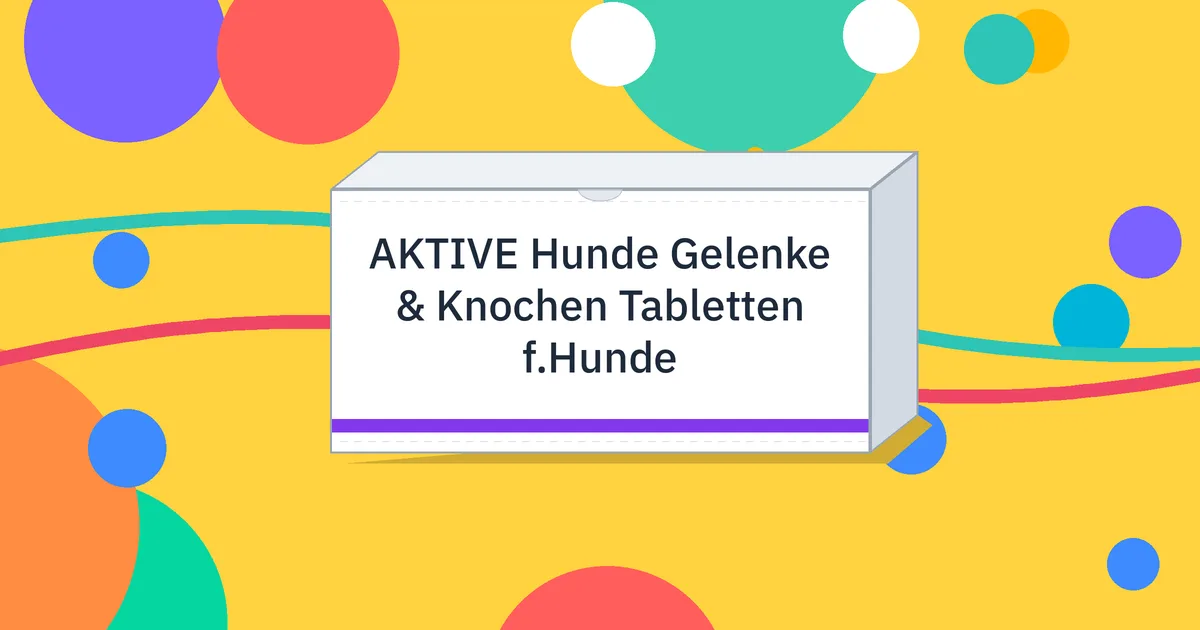 Symbolbild: Packung mit der Aufschrift AKTIVE Hunde Gelenke & Knochen Tabletten f.Hunde (PZN 19459505) – Verfügbarkeit und Bezug in Apotheken in Frankfurt am Main