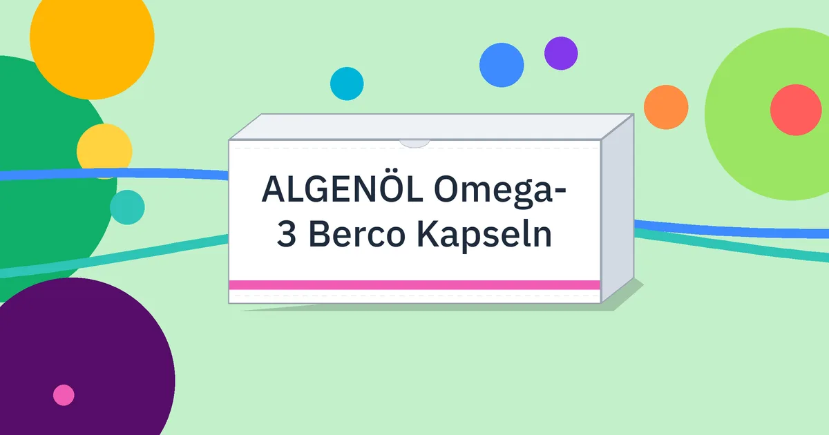 Symbolbild: Packung mit der Aufschrift ALGENÖL Omega-3 Berco Kapseln (PZN 19103642) – Verfügbarkeit und Bezug in Apotheken in Frankfurt am Main