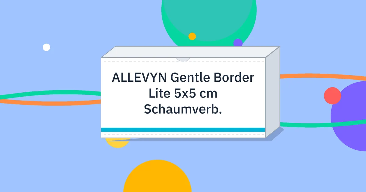 Symbolbild: Packung mit der Aufschrift ALLEVYN Gentle Border Lite 5x5 cm Schaumverb. (PZN 15419041) – Verfügbarkeit und Bezug in Apotheken in Frankfurt am Main
