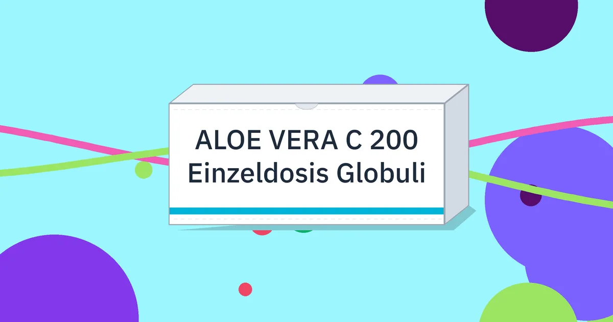 Symbolbild: Packung mit der Aufschrift ALOE VERA C 200 Einzeldosis Globuli (PZN 01917700) – Verfügbarkeit und Bezug in Apotheken in Frankfurt am Main