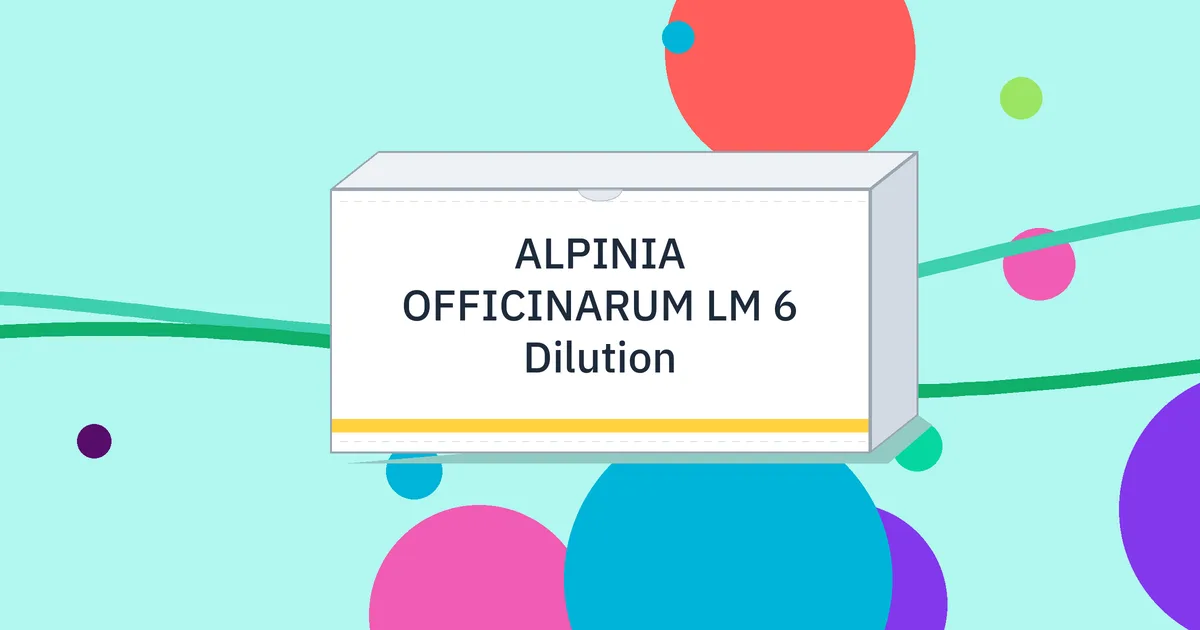 Symbolbild: Packung mit der Aufschrift ALPINIA OFFICINARUM LM 6 Dilution (PZN 13313781) – Verfügbarkeit und Bezug in Apotheken in Frankfurt am Main