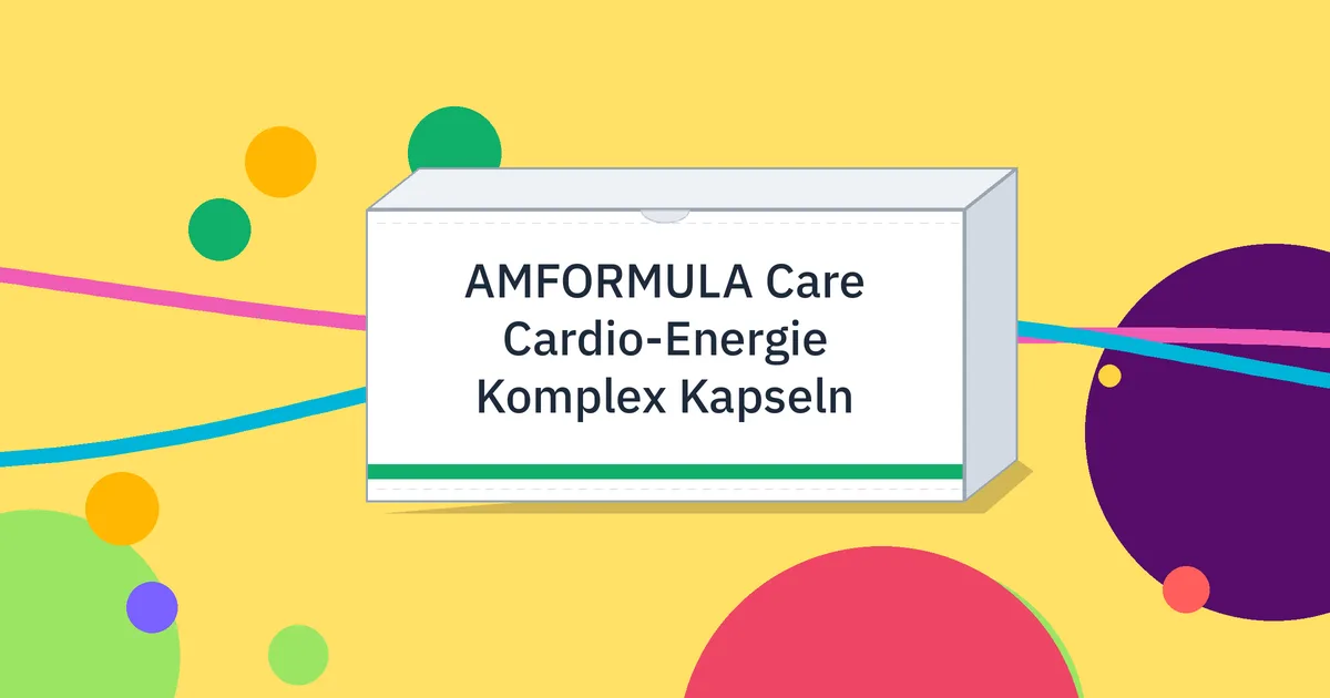 Symbolbild: Packung mit der Aufschrift AMFORMULA Care Cardio-Energie Komplex Kapseln (PZN 20197393) – Verfügbarkeit und Bezug in Apotheken in Frankfurt am Main