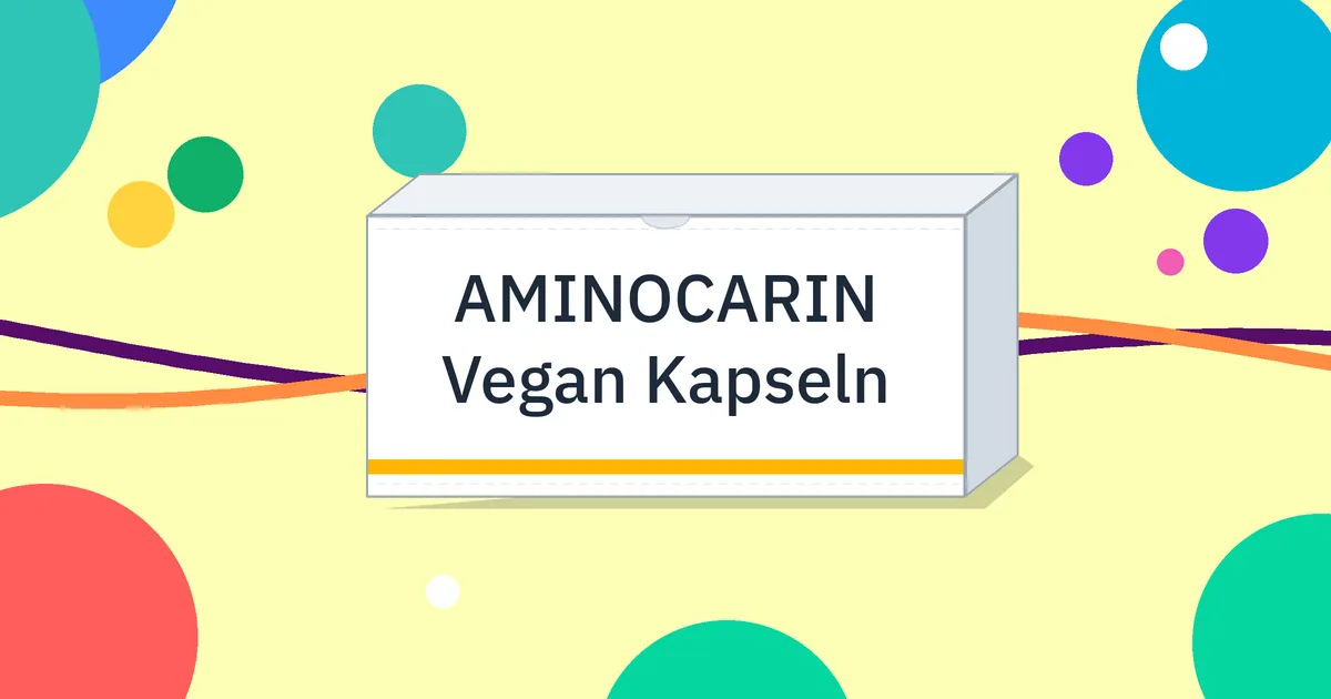 Symbolbild: Packung mit der Aufschrift AMINOCARIN Vegan Kapseln (PZN 18264248) – Verfügbarkeit und Bezug in Apotheken in Frankfurt am Main