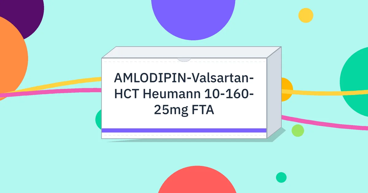 Symbolbild: Packung mit der Aufschrift AMLODIPIN-Valsartan-HCT Heumann 10-160-25mg FTA (PZN 14235698) – Verfügbarkeit und Bezug in Apotheken in Frankfurt am Main