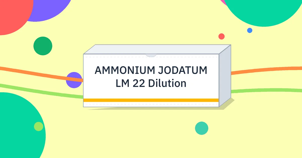 Symbolbild: Packung mit der Aufschrift AMMONIUM JODATUM LM 22 Dilution (PZN 13321450) – Verfügbarkeit und Bezug in Apotheken in Frankfurt am Main