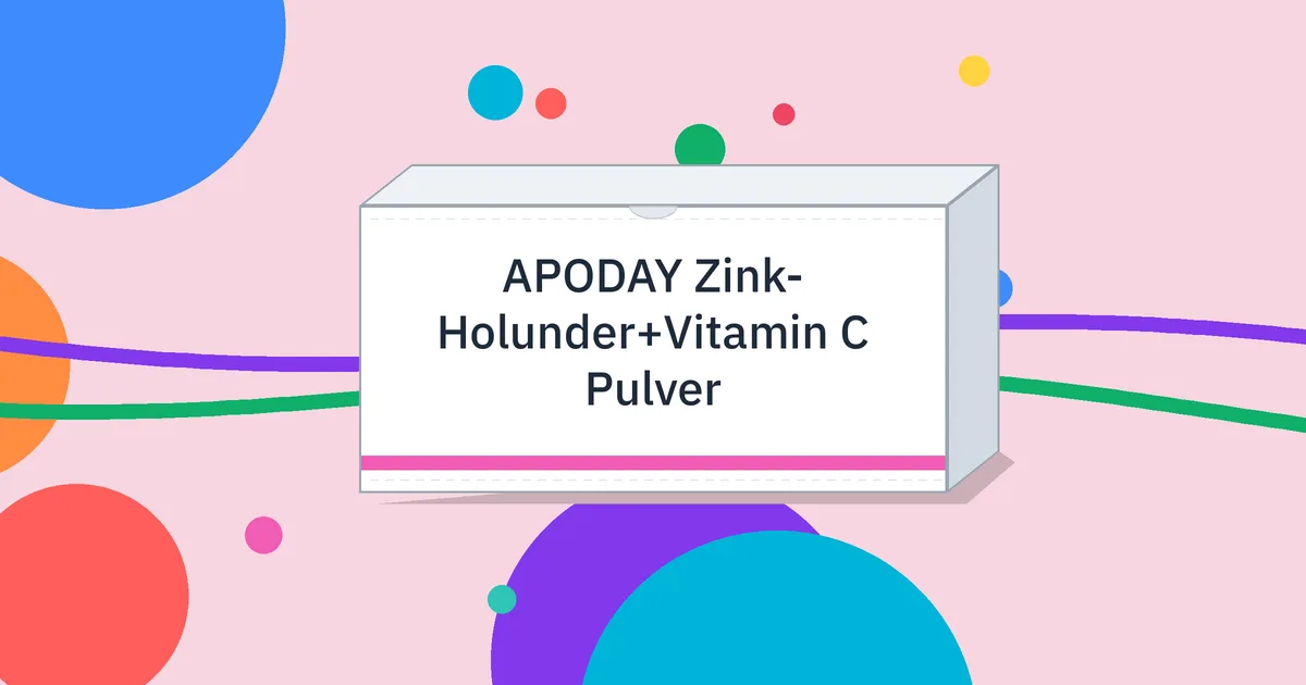 Symbolbild: Packung mit der Aufschrift APODAY Zink-Holunder+Vitamin C Pulver (PZN 17438870) – Verfügbarkeit und Bezug in Apotheken in Frankfurt am Main