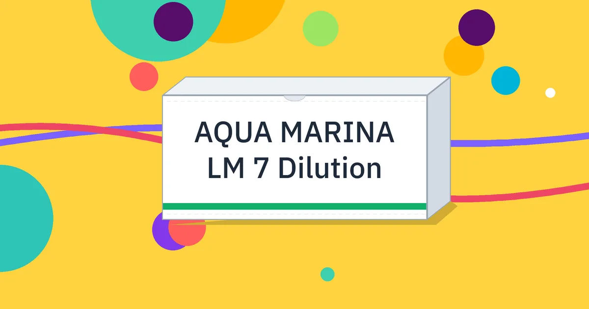 Symbolbild: Packung mit der Aufschrift AQUA MARINA LM 7 Dilution (PZN 12765469) – Verfügbarkeit und Bezug in Apotheken in Frankfurt am Main