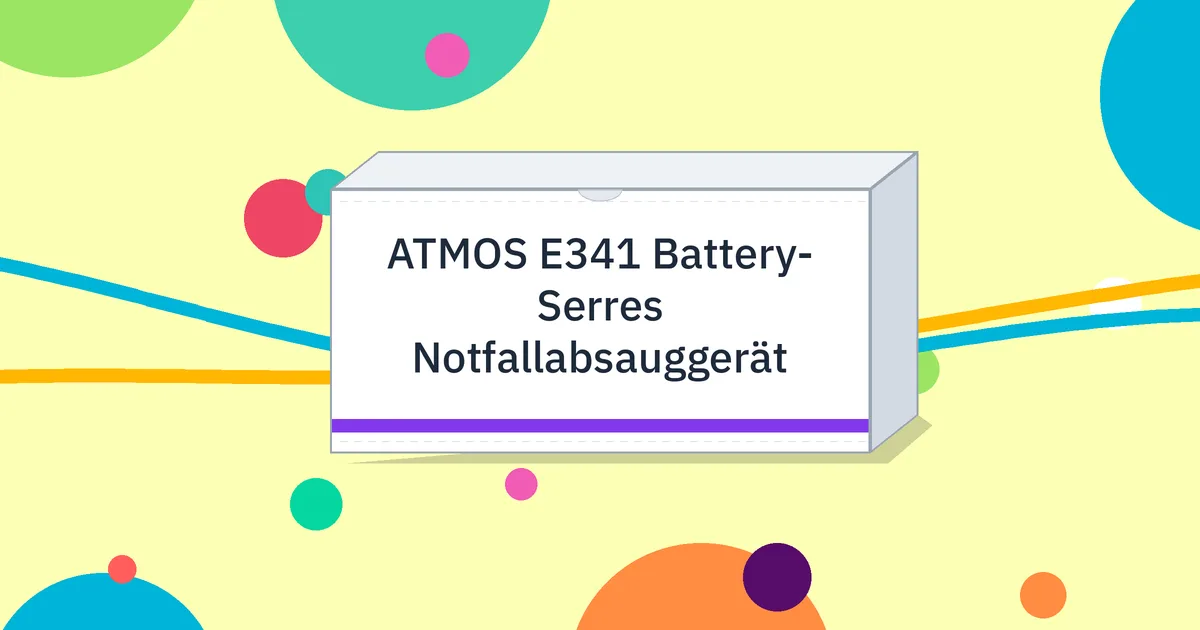Symbolbild: Packung mit der Aufschrift ATMOS E341 Battery-Serres Notfallabsauggerät (PZN 11549404) – Verfügbarkeit und Bezug in Apotheken in Frankfurt am Main