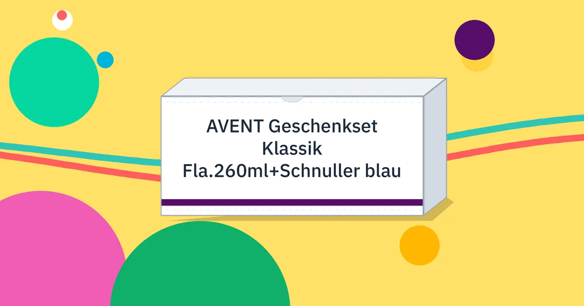 Symbolbild: Packung mit der Aufschrift AVENT Geschenkset Klassik Fla.260ml+Schnuller blau (PZN 02403067) – Verfügbarkeit und Bezug in Apotheken in Frankfurt am Main