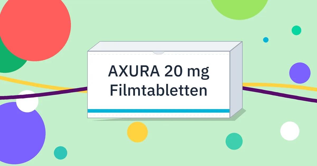 Symbolbild: Packung mit der Aufschrift AXURA 20 mg Filmtabletten (PZN 10015600) – Verfügbarkeit und Bezug in Apotheken in Frankfurt am Main