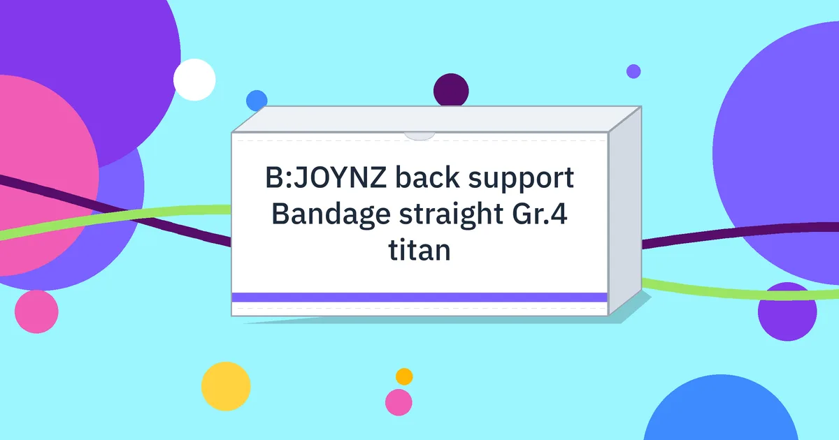 Symbolbild: Packung mit der Aufschrift B:JOYNZ back support Bandage straight Gr.4 titan (PZN 20521787) – Verfügbarkeit und Bezug in Apotheken in Frankfurt am Main
