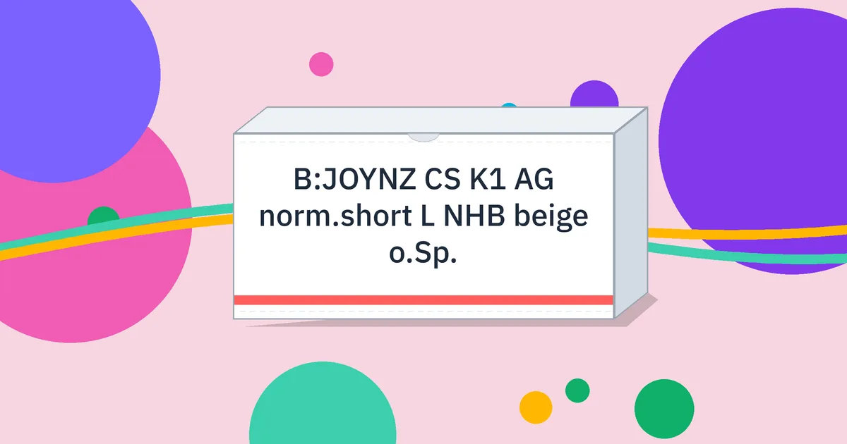 Symbolbild: Packung mit der Aufschrift B:JOYNZ CS K1 AG norm.short L NHB beige o.Sp. (PZN 20534212) – Verfügbarkeit und Bezug in Apotheken in Frankfurt am Main