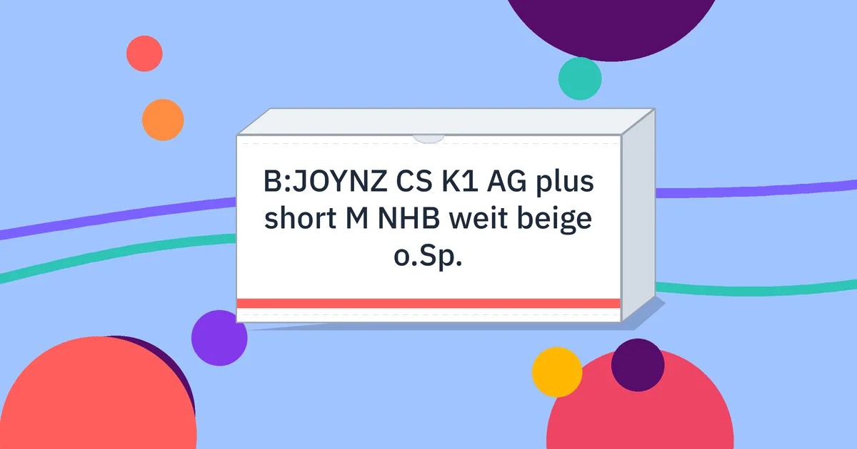 Symbolbild: Packung mit der Aufschrift B:JOYNZ CS K1 AG plus short M NHB weit beige o.Sp. (PZN 20535890) – Verfügbarkeit und Bezug in Apotheken in Frankfurt am Main