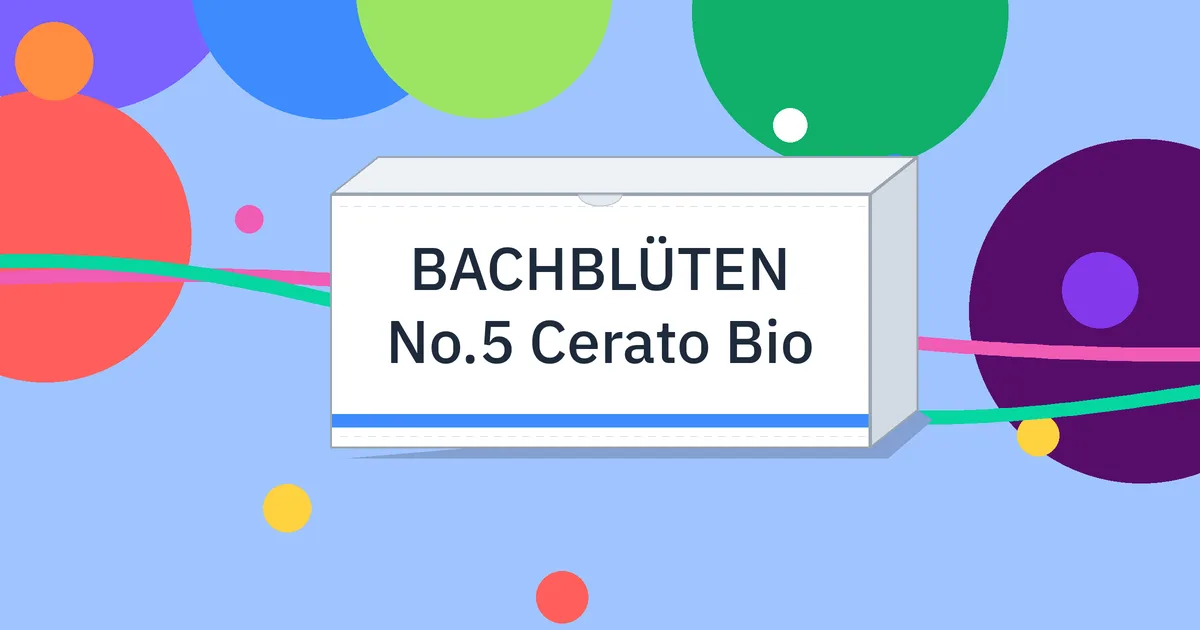 Symbolbild: Packung mit der Aufschrift BACHBLÜTEN No.5 Cerato Bio (PZN 10310500) – Verfügbarkeit und Bezug in Apotheken in Frankfurt am Main