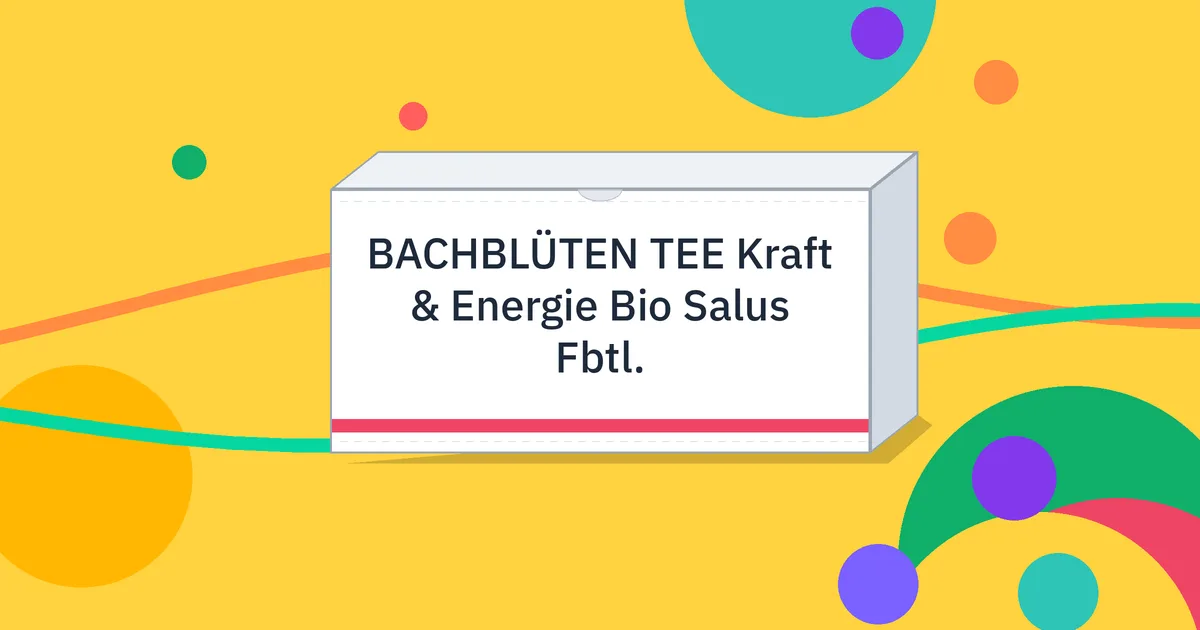 Symbolbild: Packung mit der Aufschrift BACHBLÜTEN TEE Kraft & Energie Bio Salus Fbtl. (PZN 07790028) – Verfügbarkeit und Bezug in Apotheken in Frankfurt am Main