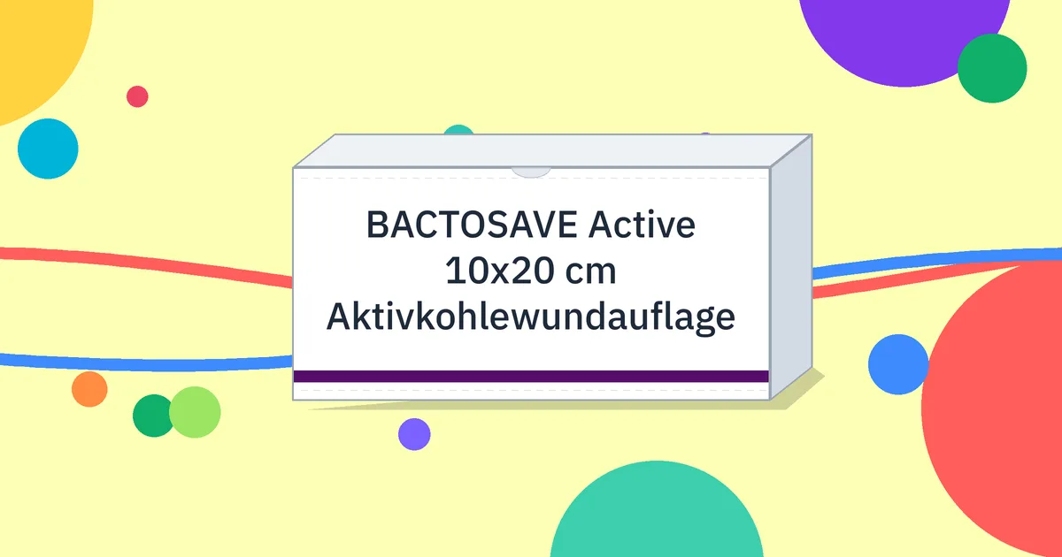Symbolbild: Packung mit der Aufschrift BACTOSAVE Active 10x20 cm Aktivkohlewundauflage (PZN 17269597) – Verfügbarkeit und Bezug in Apotheken in Frankfurt am Main