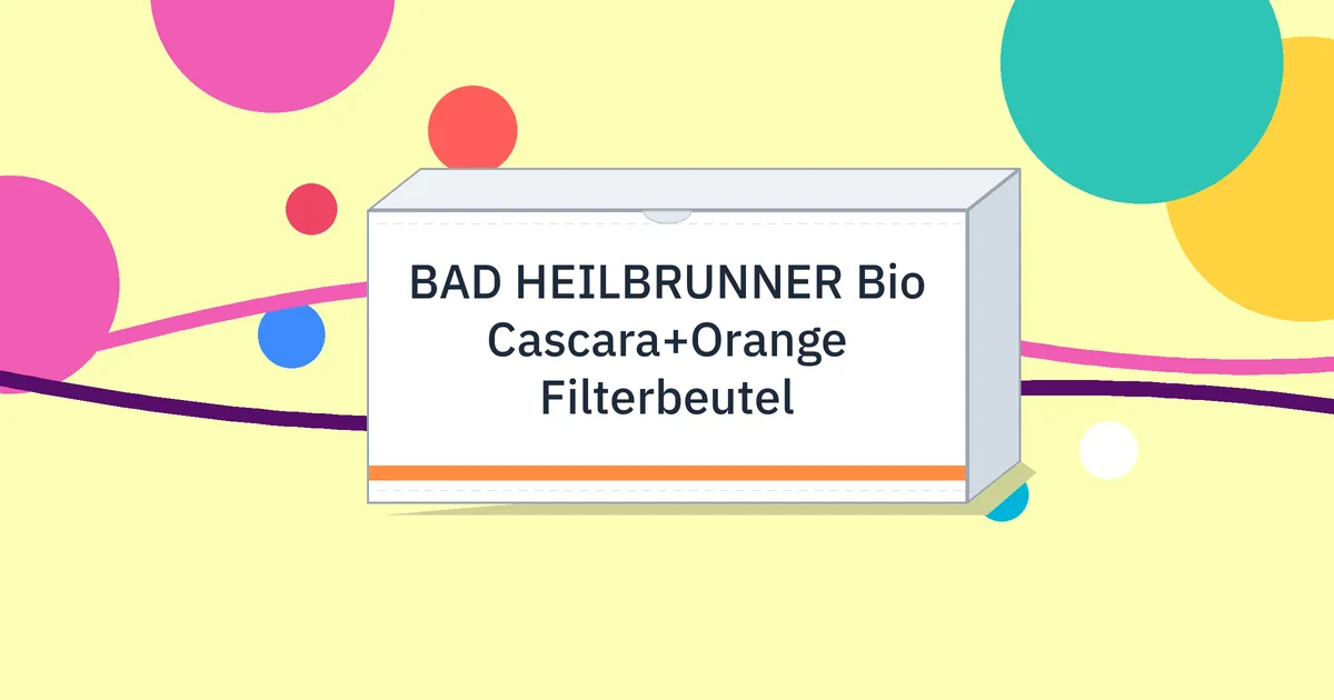 Symbolbild: Packung mit der Aufschrift BAD HEILBRUNNER Bio Cascara+Orange Filterbeutel (PZN 18455379) – Verfügbarkeit und Bezug in Apotheken in Frankfurt am Main