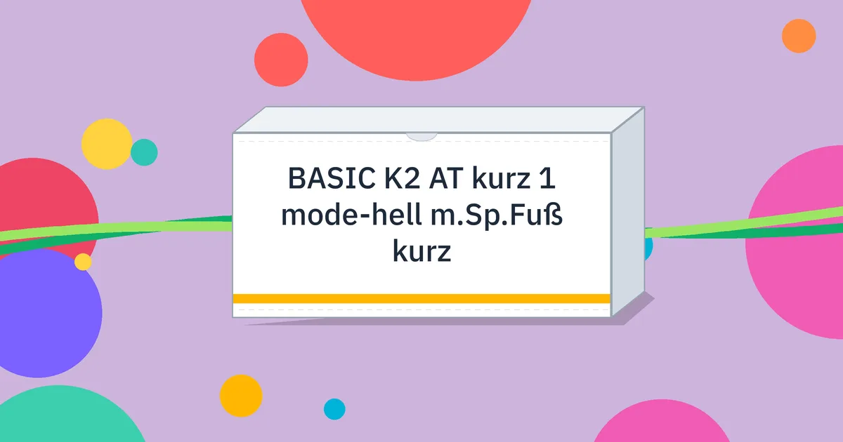 Symbolbild: Packung mit der Aufschrift BASIC K2 AT kurz 1 mode-hell m.Sp.Fuß kurz (PZN 20268785) – Verfügbarkeit und Bezug in Apotheken in Frankfurt am Main