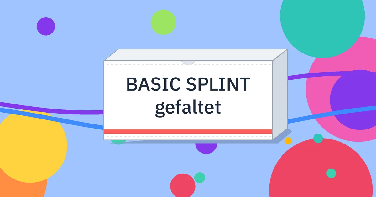 Symbolbild: Packung mit der Aufschrift BASIC SPLINT gefaltet (PZN 19391546) – Verfügbarkeit und Bezug in Apotheken in Frankfurt am Main