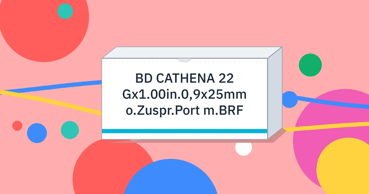 Symbolbild: Packung mit der Aufschrift BD CATHENA 22 Gx1.00in.0,9x25mm o.Zuspr.Port m.BRF (PZN 16934584) – Verfügbarkeit und Bezug in Apotheken in Frankfurt am Main