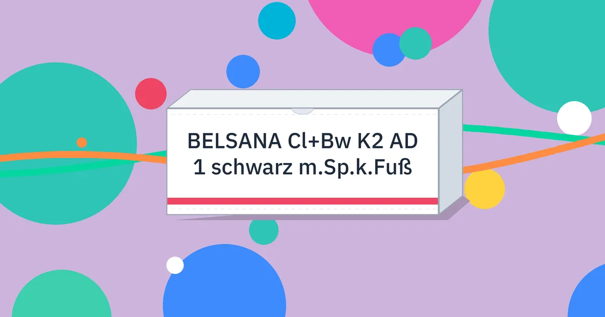 Symbolbild: Packung mit der Aufschrift BELSANA Cl+Bw K2 AD 1 schwarz m.Sp.k.Fuß (PZN 12240502) – Verfügbarkeit und Bezug in Apotheken in Frankfurt am Main