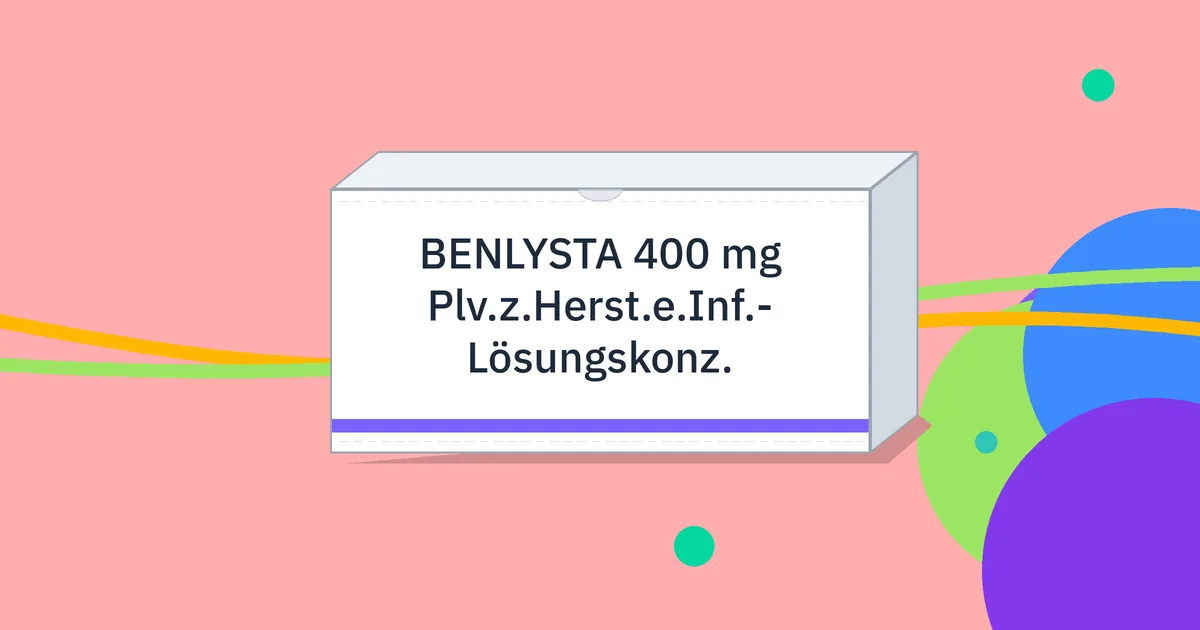 Symbolbild: Packung mit der Aufschrift BENLYSTA 400 mg Plv.z.Herst.e.Inf.-Lösungskonz. (PZN 08878038) – Verfügbarkeit und Bezug in Apotheken in Frankfurt am Main