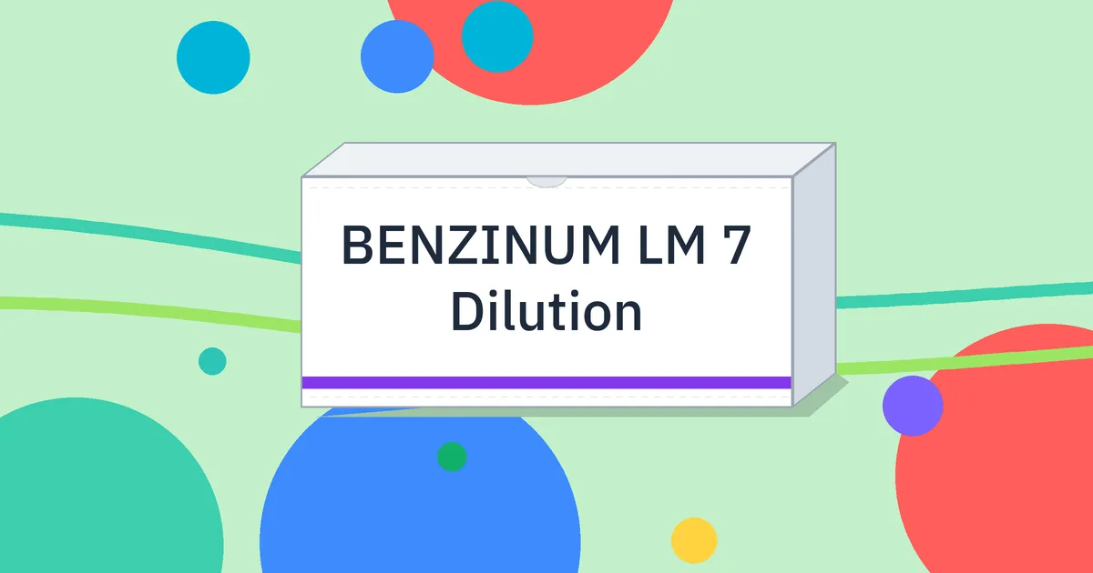 Symbolbild: Packung mit der Aufschrift BENZINUM LM 7 Dilution (PZN 12791975) – Verfügbarkeit und Bezug in Apotheken in Frankfurt am Main