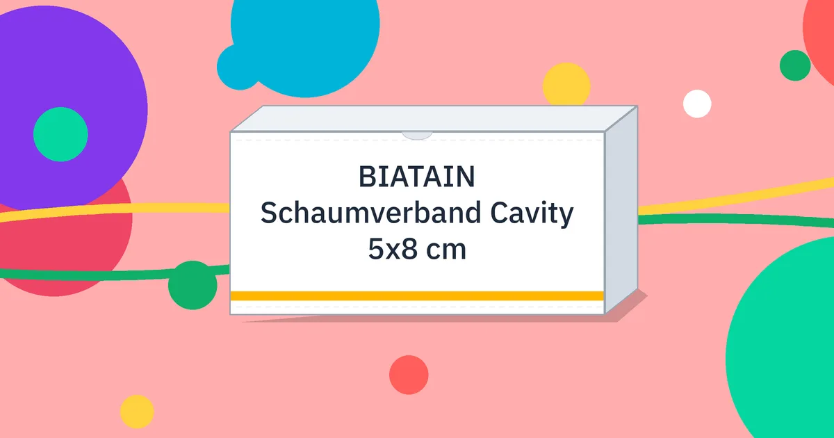 Symbolbild: Packung mit der Aufschrift BIATAIN Schaumverband Cavity 5x8 cm (PZN 14331752) – Verfügbarkeit und Bezug in Apotheken in Frankfurt am Main