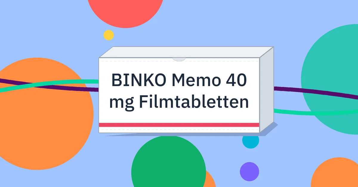 Symbolbild: Packung mit der Aufschrift BINKO Memo 40 mg Filmtabletten (PZN 16168807) – Verfügbarkeit und Bezug in Apotheken in Frankfurt am Main