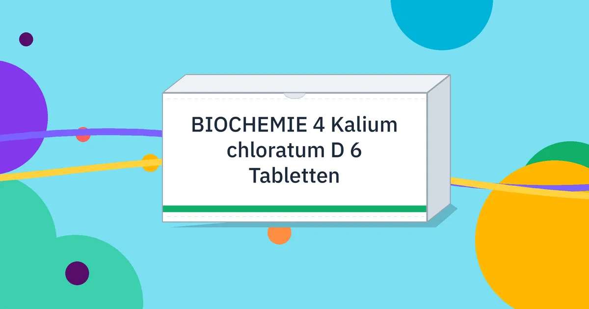 Symbolbild: Packung mit der Aufschrift BIOCHEMIE 4 Kalium chloratum D 6 Tabletten (PZN 04325006) – Verfügbarkeit und Bezug in Apotheken in Frankfurt am Main