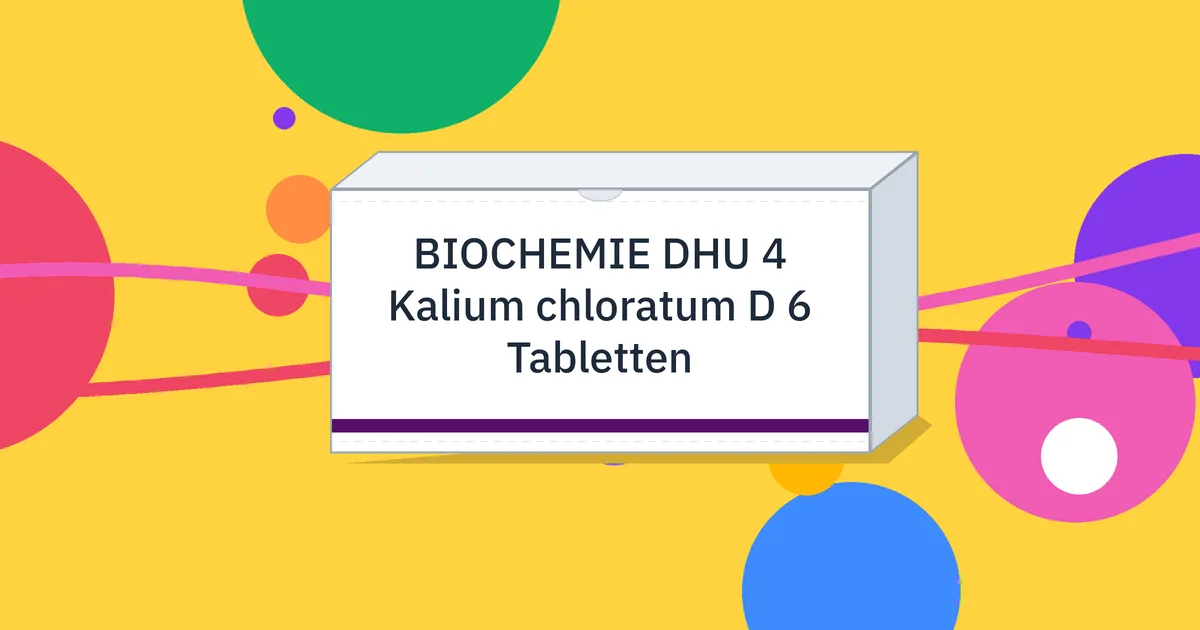 Symbolbild: Packung mit der Aufschrift BIOCHEMIE DHU 4 Kalium chloratum D 6 Tabletten (PZN 06584031) – Verfügbarkeit und Bezug in Apotheken in Frankfurt am Main