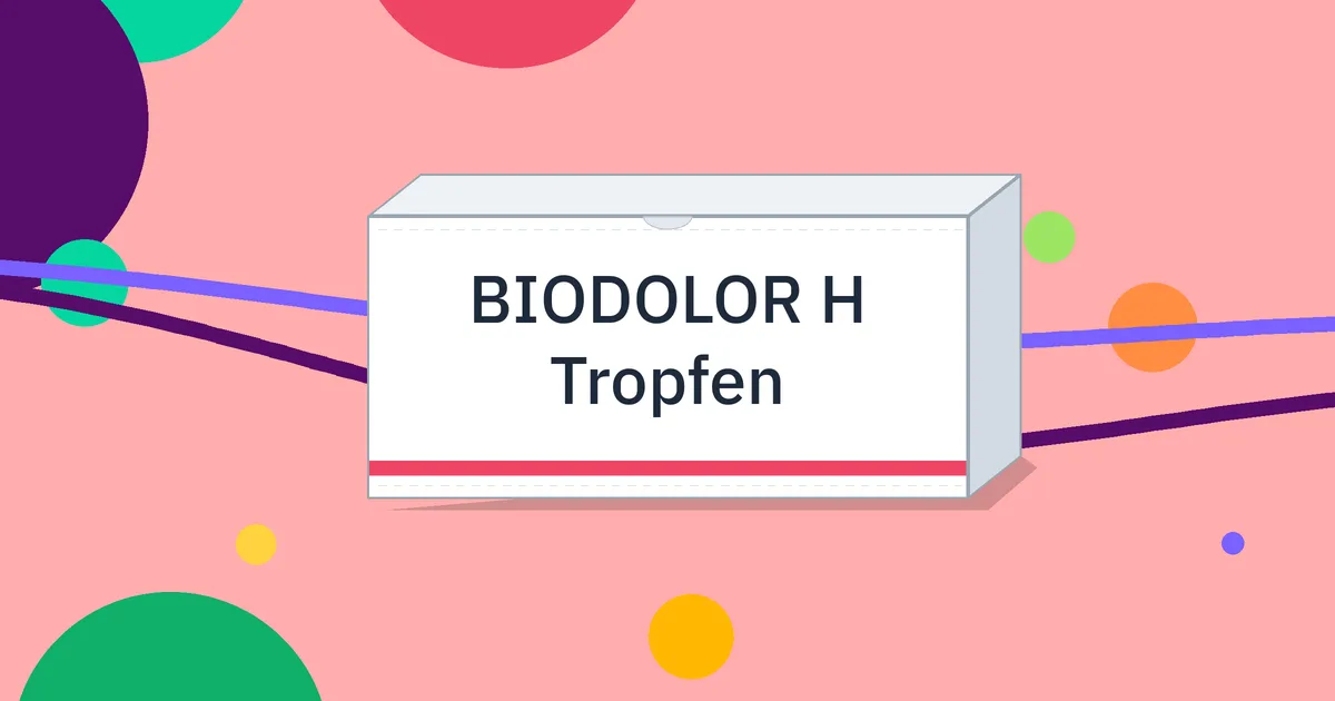 Symbolbild: Packung mit der Aufschrift BIODOLOR H Tropfen (PZN 04478106) – Verfügbarkeit und Bezug in Apotheken in Frankfurt am Main