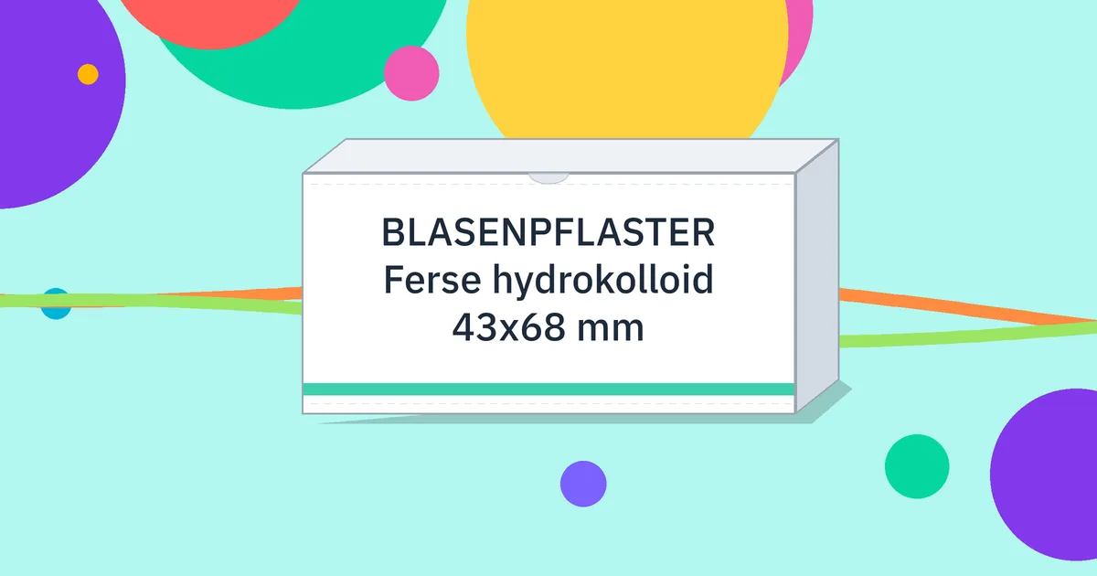 Symbolbild: Packung mit der Aufschrift BLASENPFLASTER Ferse hydrokolloid 43x68 mm (PZN 20160585) – Verfügbarkeit und Bezug in Apotheken in Frankfurt am Main