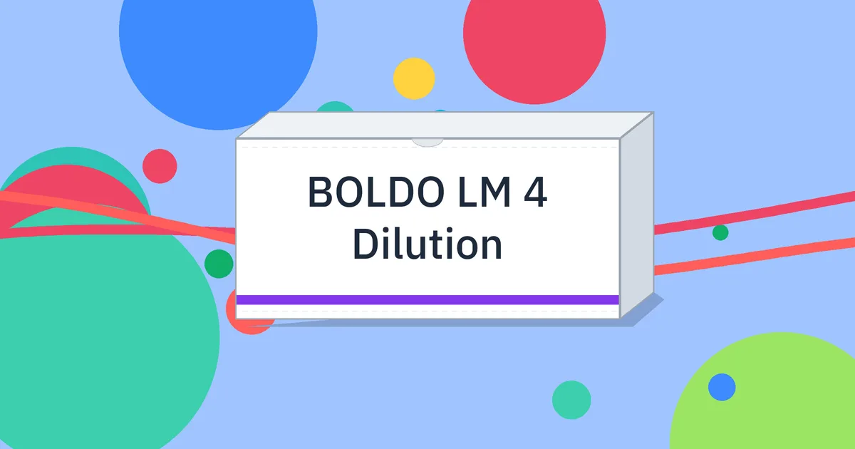 Symbolbild: Packung mit der Aufschrift BOLDO LM 4 Dilution (PZN 13390161) – Verfügbarkeit und Bezug in Apotheken in Frankfurt am Main