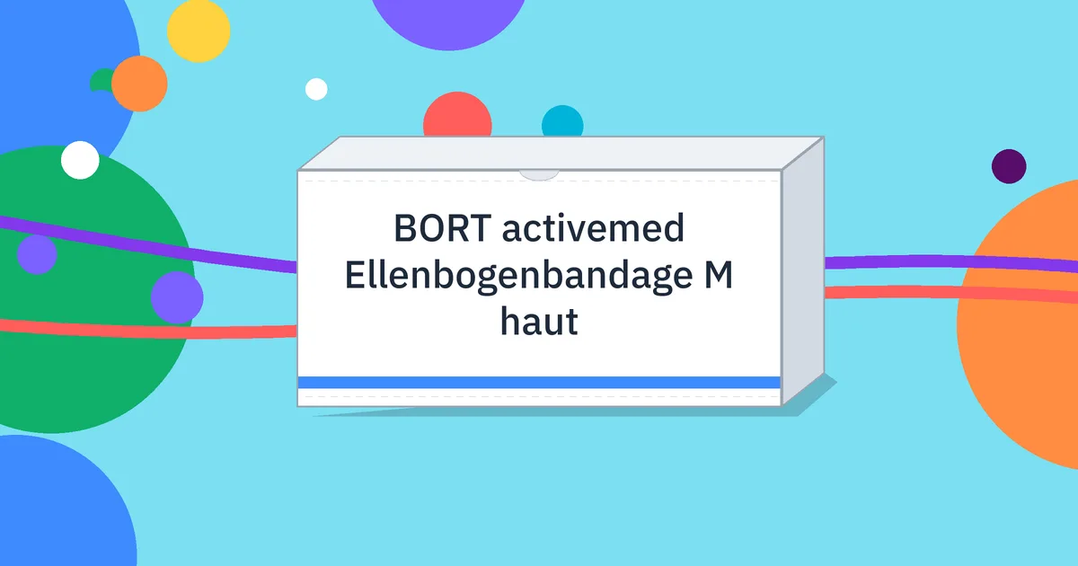 Symbolbild: Packung mit der Aufschrift BORT activemed Ellenbogenbandage M haut (PZN 10024361) – Verfügbarkeit und Bezug in Apotheken in Frankfurt am Main