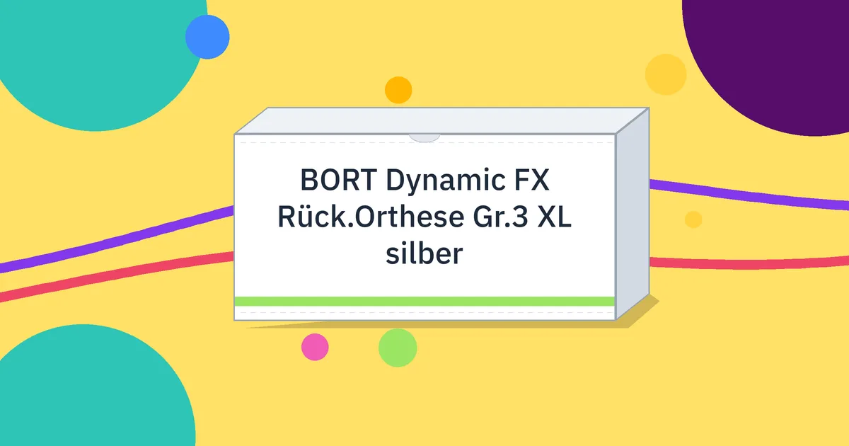 Symbolbild: Packung mit der Aufschrift BORT Dynamic FX Rück.Orthese Gr.3 XL silber (PZN 07669491) – Verfügbarkeit und Bezug in Apotheken in Frankfurt am Main