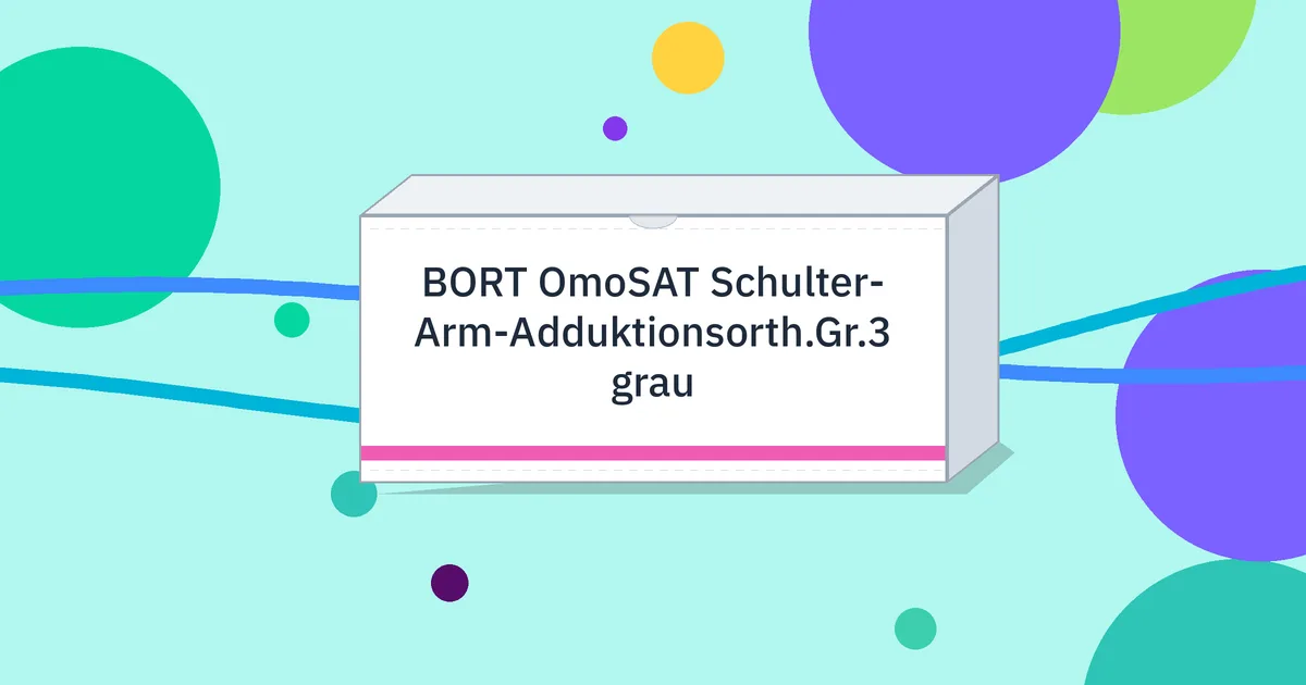 Symbolbild: Packung mit der Aufschrift BORT OmoSAT Schulter-Arm-Adduktionsorth.Gr.3 grau (PZN 16318218) – Verfügbarkeit und Bezug in Apotheken in Frankfurt am Main