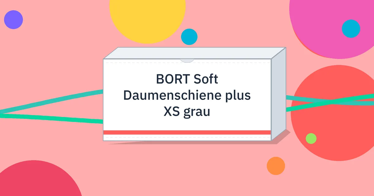 Symbolbild: Packung mit der Aufschrift BORT Soft Daumenschiene plus XS grau (PZN 16318655) – Verfügbarkeit und Bezug in Apotheken in Frankfurt am Main