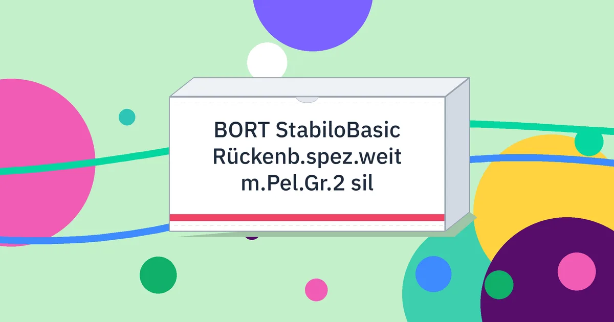 Symbolbild: Packung mit der Aufschrift BORT StabiloBasic Rückenb.spez.weit m.Pel.Gr.2 sil (PZN 18270349) – Verfügbarkeit und Bezug in Apotheken in Frankfurt am Main