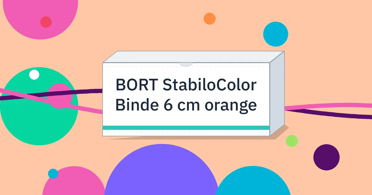Symbolbild: Packung mit der Aufschrift BORT StabiloColor Binde 6 cm orange (PZN 07672292) – Verfügbarkeit und Bezug in Apotheken in Frankfurt am Main