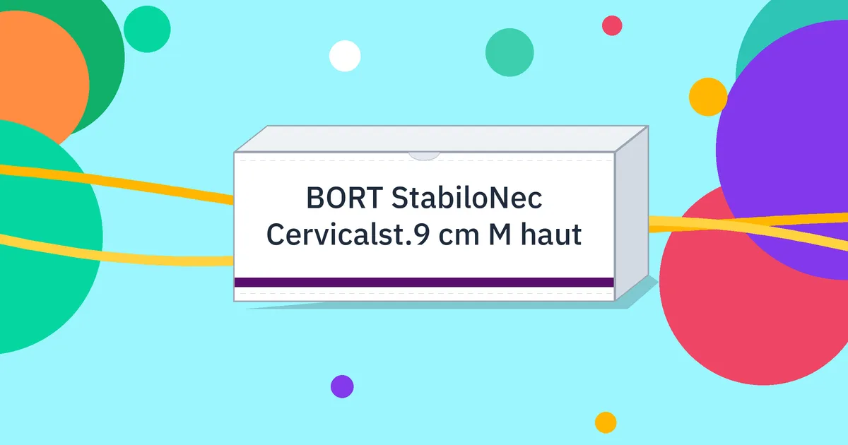 Symbolbild: Packung mit der Aufschrift BORT StabiloNec Cervicalst.9 cm M haut (PZN 08829152) – Verfügbarkeit und Bezug in Apotheken in Frankfurt am Main