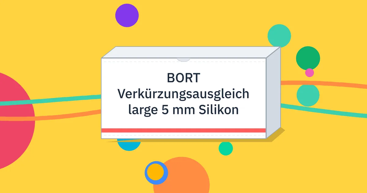 Symbolbild: Packung mit der Aufschrift BORT Verkürzungsausgleich large 5 mm Silikon (PZN 00238842) – Verfügbarkeit und Bezug in Apotheken in Frankfurt am Main