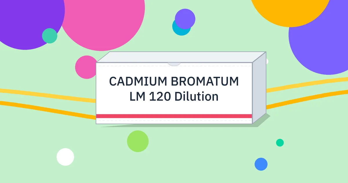 Symbolbild: Packung mit der Aufschrift CADMIUM BROMATUM LM 120 Dilution (PZN 12798150) – Verfügbarkeit und Bezug in Apotheken in Frankfurt am Main