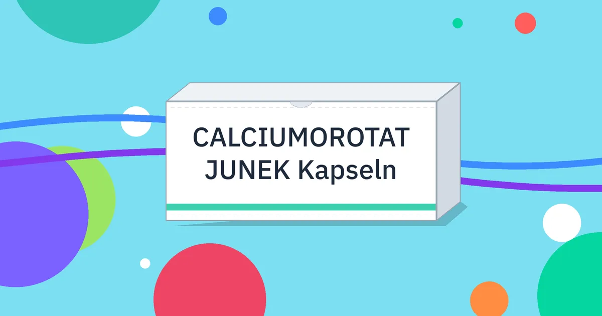 Symbolbild: Packung mit der Aufschrift CALCIUMOROTAT JUNEK Kapseln (PZN 09949421) – Verfügbarkeit und Bezug in Apotheken in Frankfurt am Main