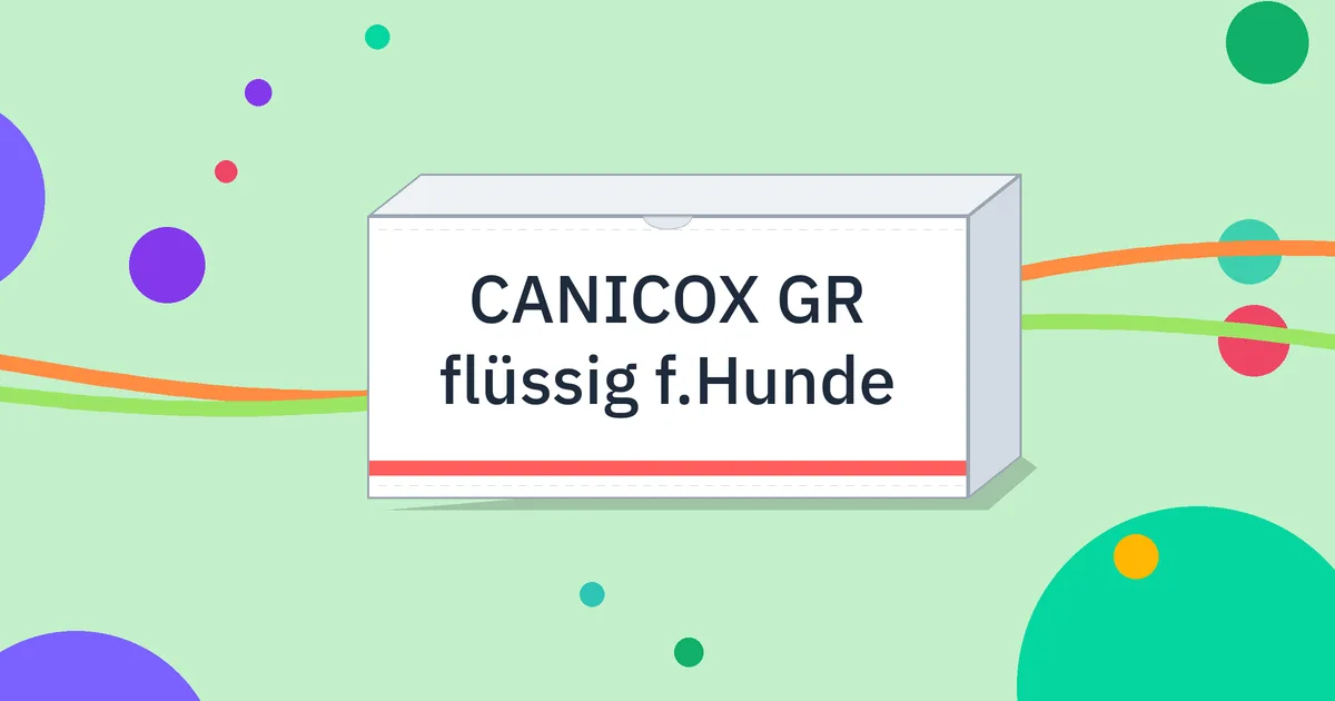 Symbolbild: Packung mit der Aufschrift CANICOX GR flüssig f.Hunde (PZN 17834703) – Verfügbarkeit und Bezug in Apotheken in Frankfurt am Main