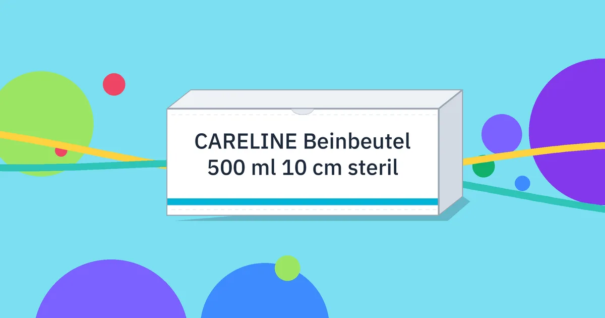 Symbolbild: Packung mit der Aufschrift CARELINE Beinbeutel 500 ml 10 cm steril (PZN 01284258) – Verfügbarkeit und Bezug in Apotheken in Frankfurt am Main