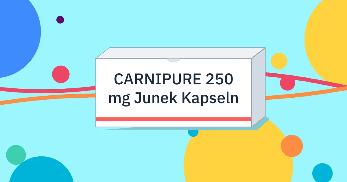 Symbolbild: Packung mit der Aufschrift CARNIPURE 250 mg Junek Kapseln (PZN 01053381) – Verfügbarkeit und Bezug in Apotheken in Frankfurt am Main