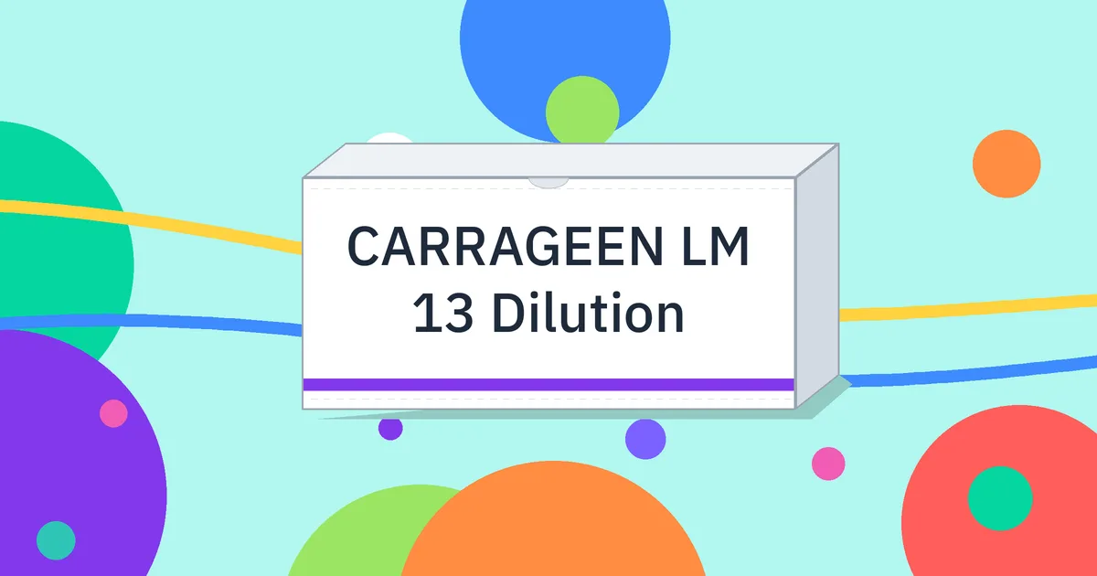 Symbolbild: Packung mit der Aufschrift CARRAGEEN LM 13 Dilution (PZN 13431032) – Verfügbarkeit und Bezug in Apotheken in Frankfurt am Main