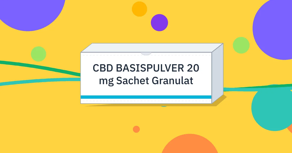 Symbolbild: Packung mit der Aufschrift CBD BASISPULVER 20 mg Sachet Granulat (PZN 18111148) – Verfügbarkeit und Bezug in Apotheken in Frankfurt am Main